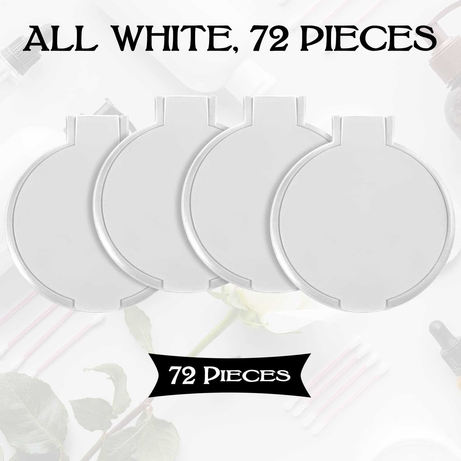 Yalikop 72 Pieces Round Mirror Compact Mirror Mini Folding Mirror Portable Round Mirror Makeup Mirror for Women Travel Daily Use(White)