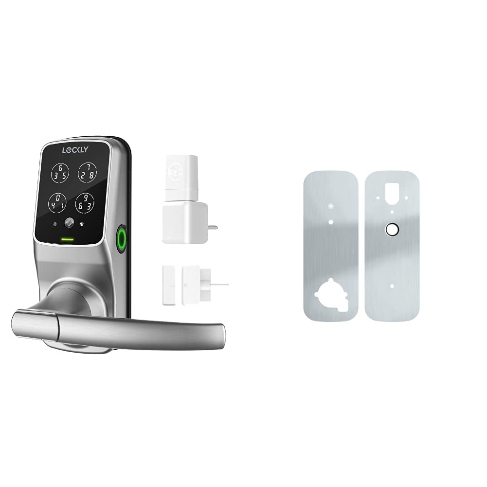 Lockly Secure Pro, Wi-Fi Smart Door Lock, Keyless Entry Door Lock, PIN Genie® Keypad, 3D Biometric Fingerprint Sensor & PGA006SN Deadbolt Cover Plate Accessory for Lockly Bluetooth Smart Locks