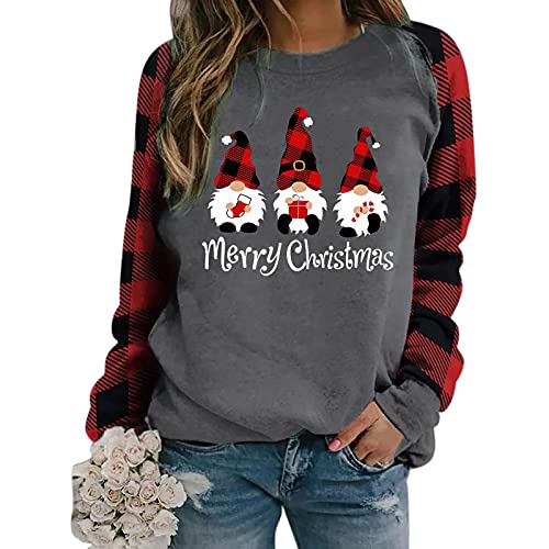 Tops For Women Casual Fall Plain Fashion Hoodies Large Size Slouchy Sweatshirt Flowy All-match Pullovers Christmas Tops Red