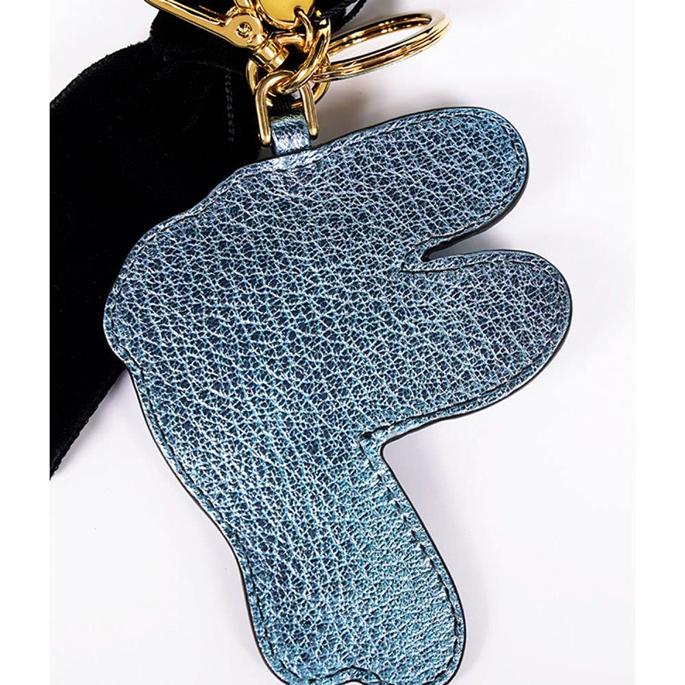 Prada Miu Miu Trick Plex Blason Beaded Blue Bird Black Velvet Bow Keyring 5TL217