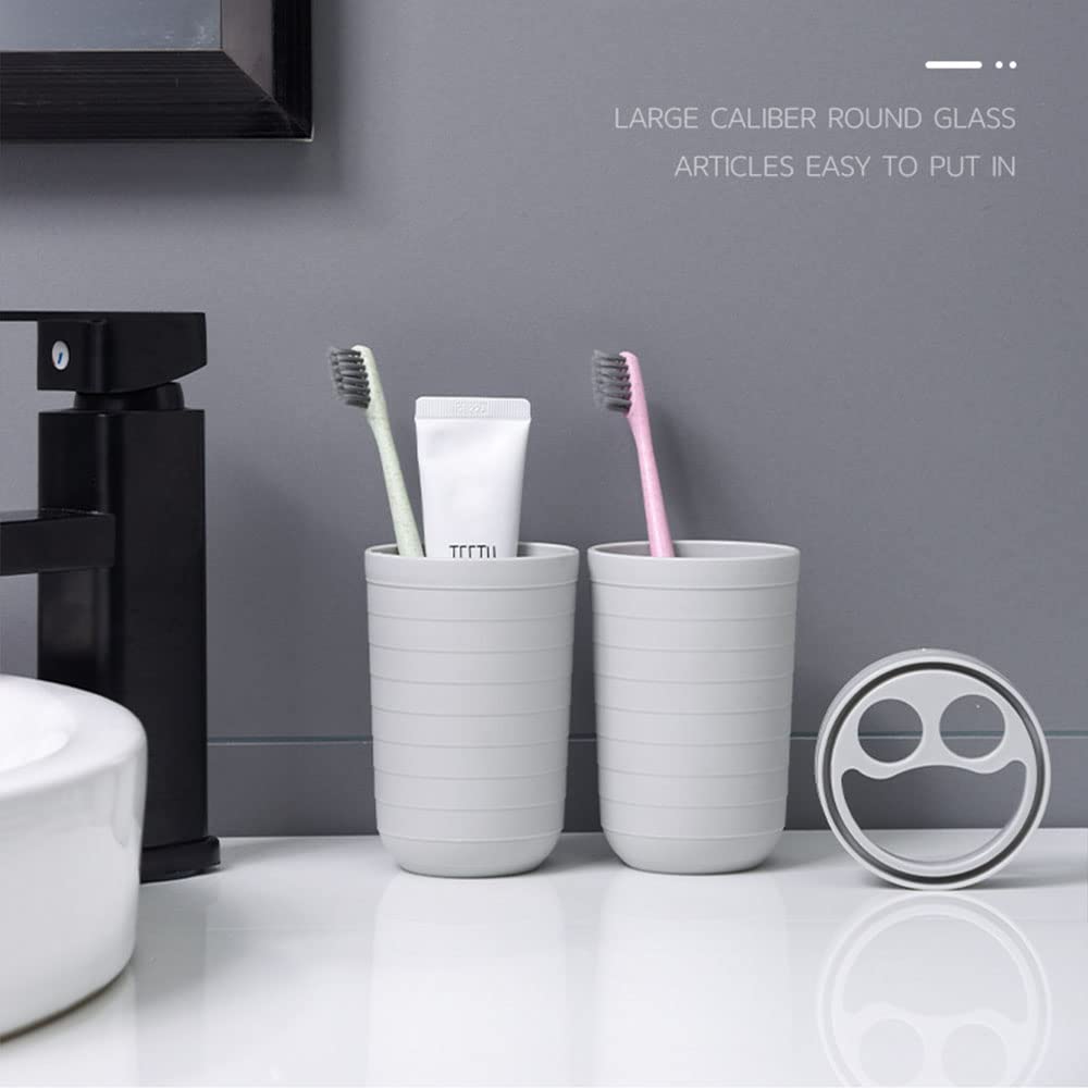 Vitbunana Travel Toothbrush Cup Case,Couple Toothbrush Cup, Portable Toothbrush Toothpaste Storage Box, Toothbrush Holder with Lid, Suitable for Bathroom, Travel, Business Trip, Camping, etc (Grey)