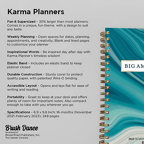 Mindful Living 2022 6.9 x 9.8 Inch Weekly Karma Planner by Brush Dance | Thicker and Bigger than Average Planner | Art Quotes Photography Inspiration