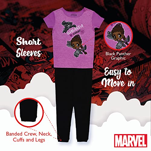 Marvel Girls' Black Panther: Wakanda Forever 2-Piece Snug-Fit Cotton Pajama Set, WAKANDA FOREVER, 4T