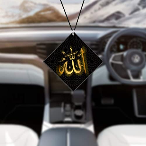 TCOIGLOBAL Gifts Acrylic Islamic Car Hanging Accessories Allah Printed Printed for Good Luck Interior Decoration