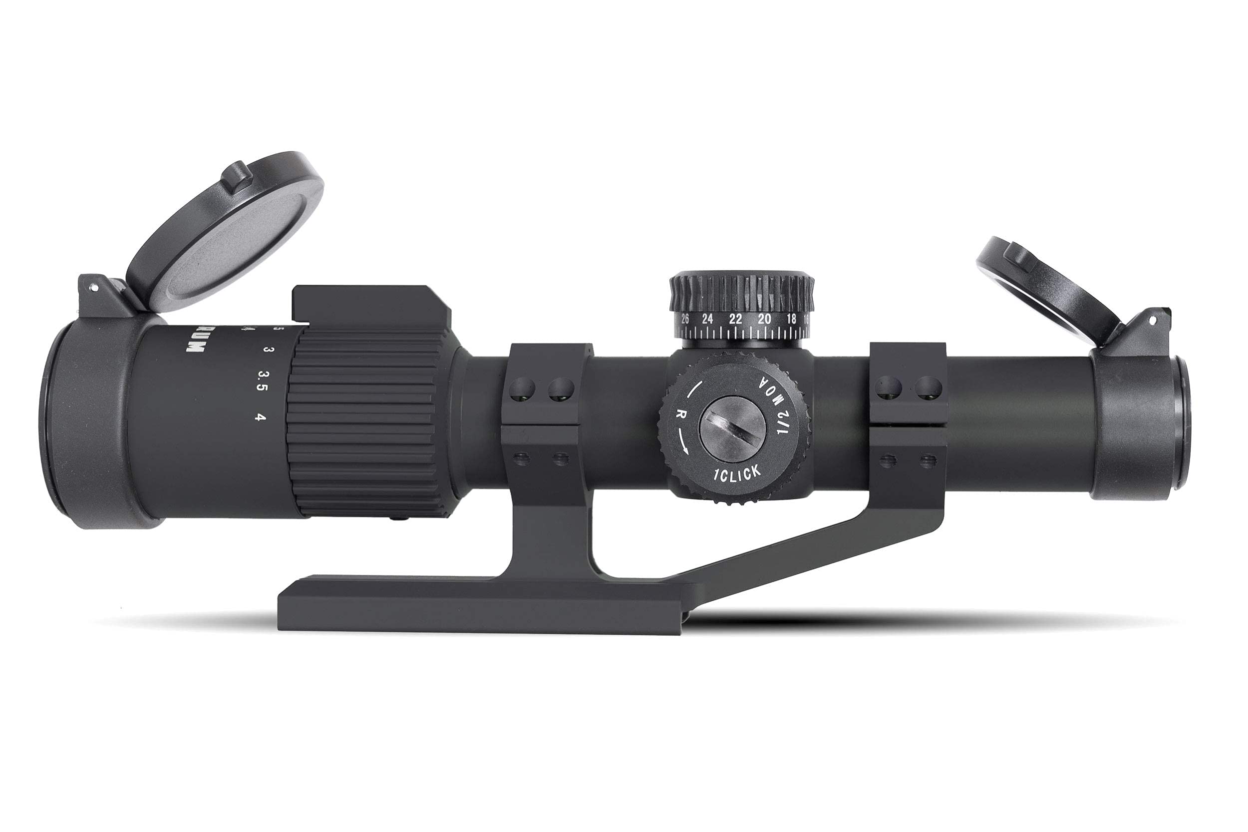 Monstrum Alpha Series 1-4x24 First Focal Plane FFP Rifle Scope | ZR305 H-Series Offset Scope Mount | Bundle
