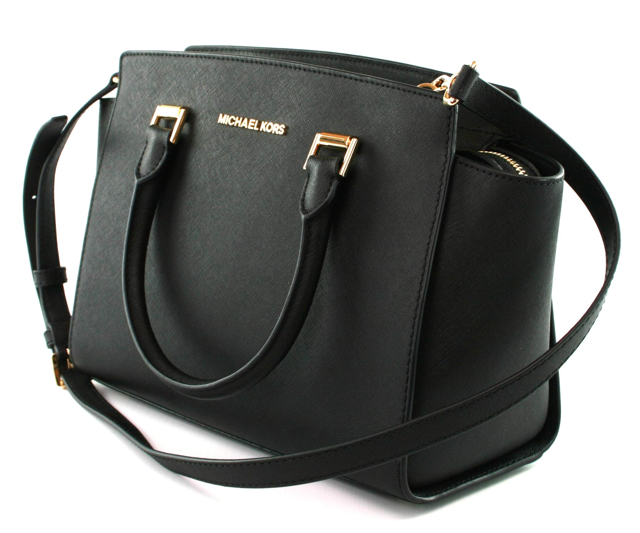 Michael Kors Selma Saffiano Leather Medium Top Zip Satchel Bag (Blossom)