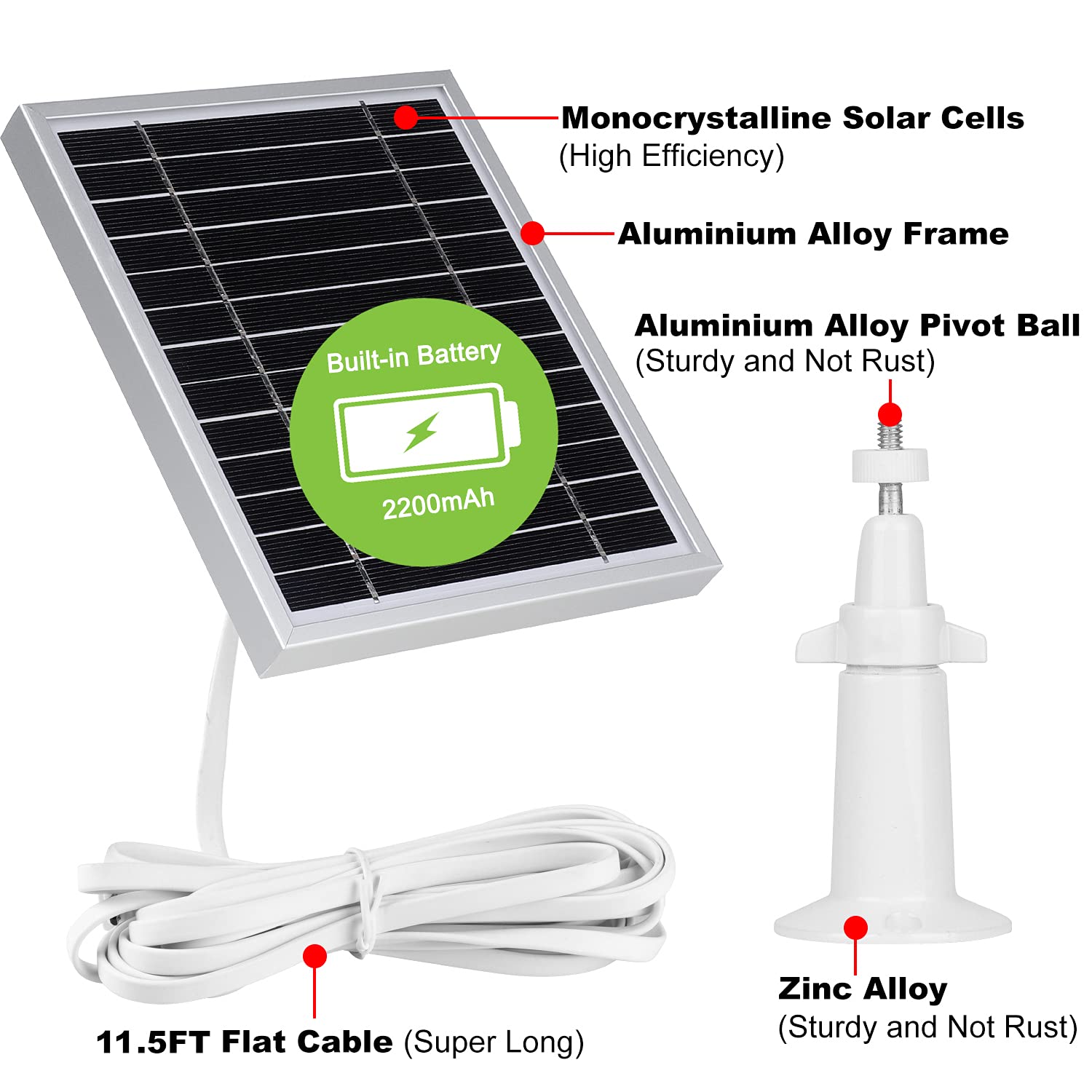 UYODM 2PACK Solar Panel Compatible with SimpliSafe Outdoor Security Camera,Power Your SimpliSafe Outdoor Camera continuously, AL Alloy Frame Durable and Sturdy- Silver