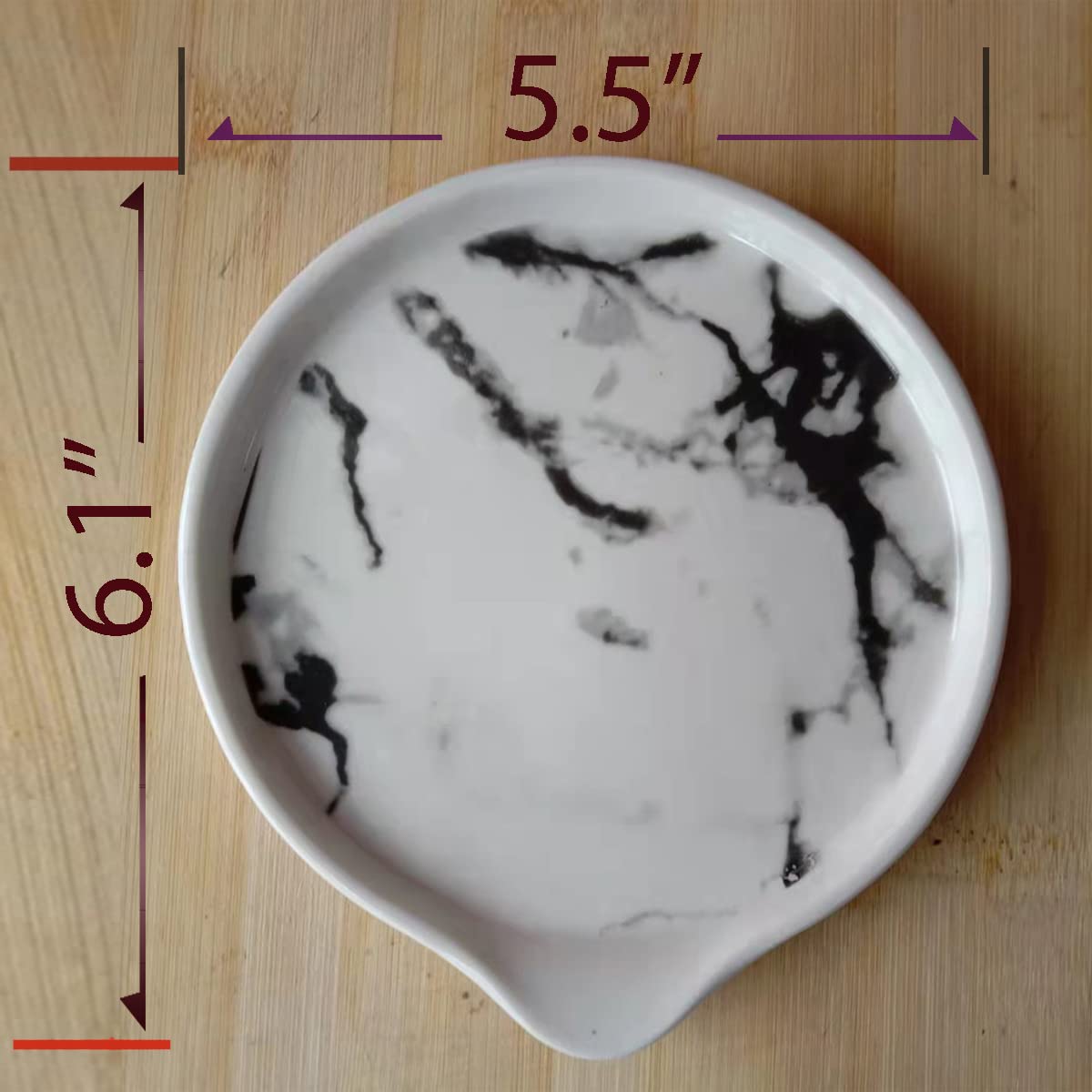 Spoon Rest,5.5 Inches Marble Spoon Holder,Ceramic Spoon Rest for Kitchen,Cooking Spoon Holder for Kitchen Counter/Stove Top/Dining Table Modern Farmhouse Decorative-By KITGUARD (white)