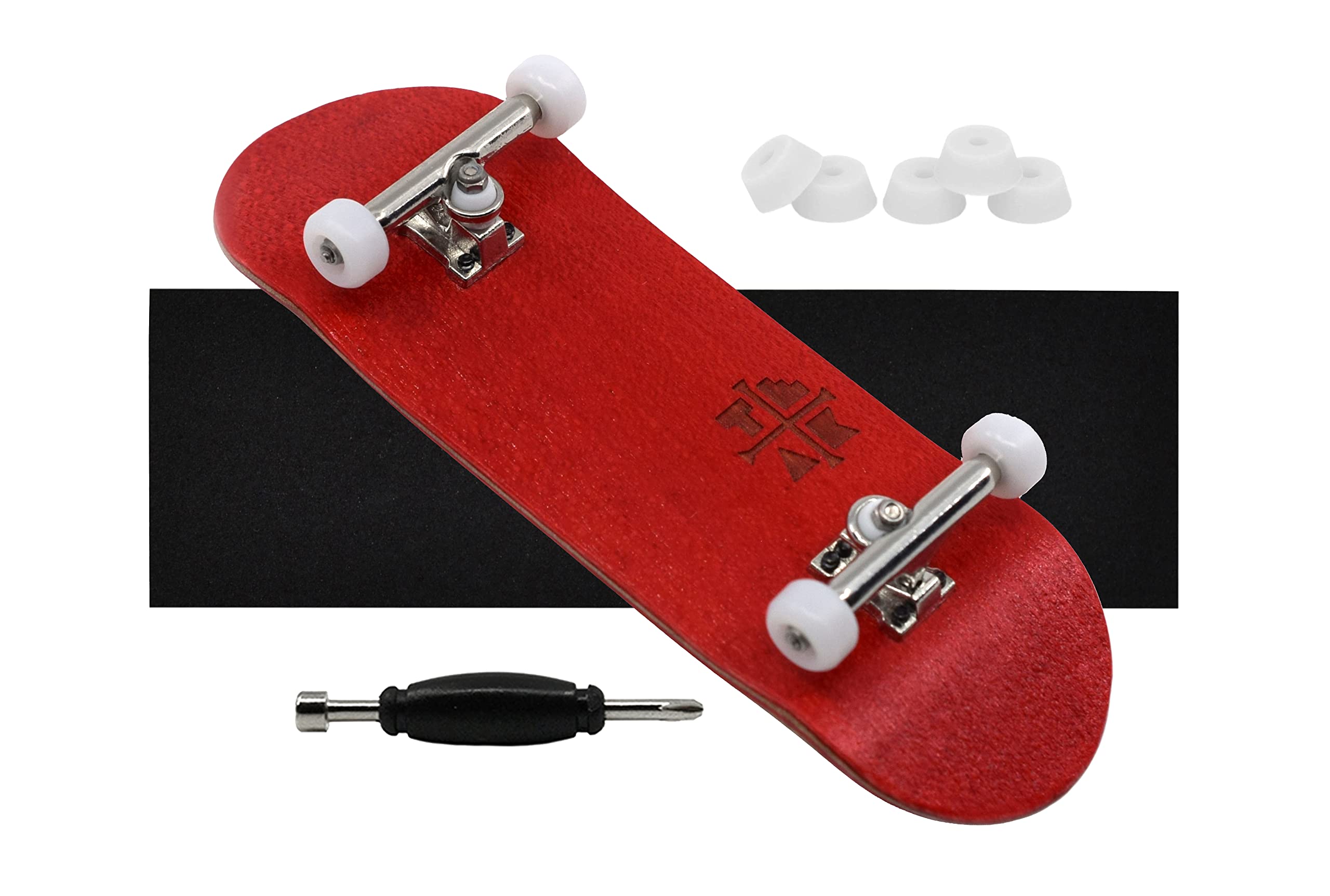 Teak Tuning Prolific Complete 32mm Fingerboard with Prodigy Trucks - Pre-Assembled - The Crimson Classic Edition - Upgraded Components, Pro Board Shape and Size, Bearing Wheels, and Locknuts