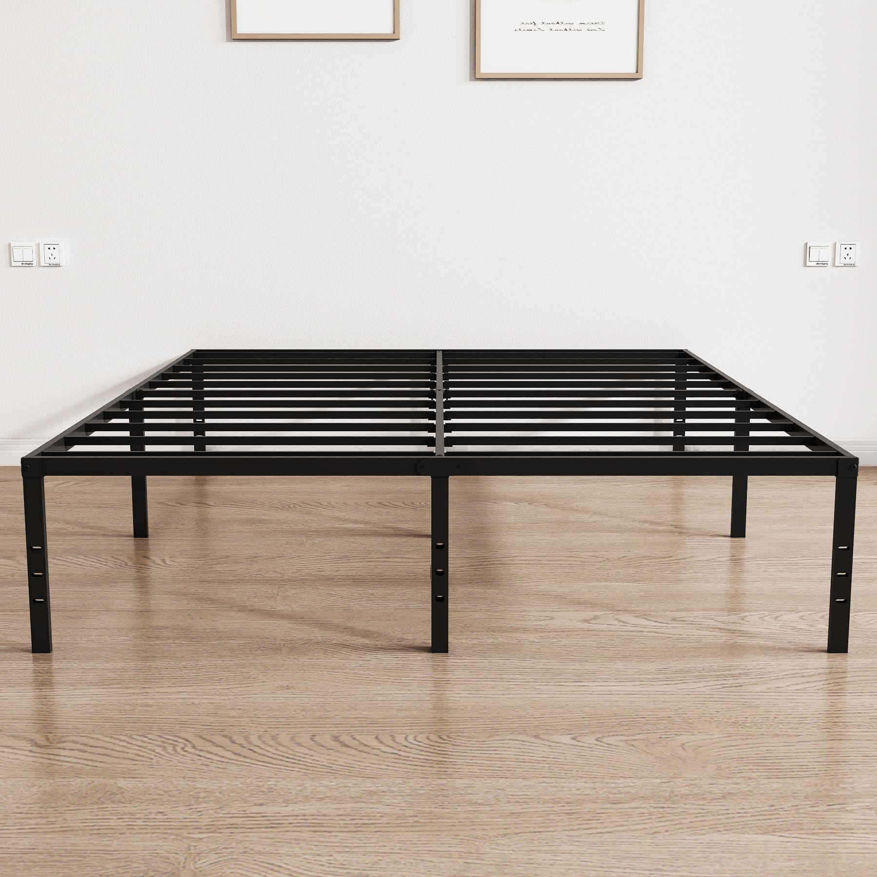 Mavesmog Full Size Bed Frame 14 inch High Metal Platform Heavy Duty Full Bed Frame Sturdy Steel Slat Support Foundation Bed Frames No Box Spring Needed, Under Bed Storage, Easy Assembly
