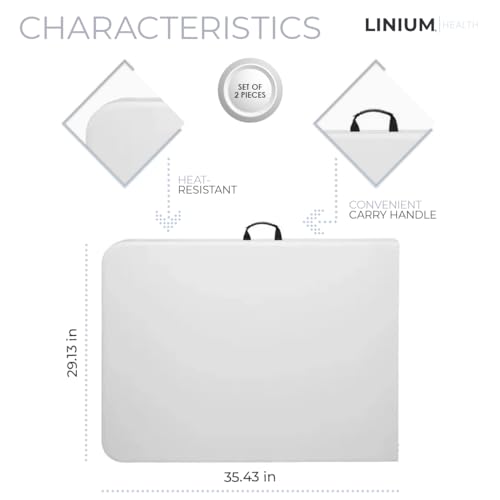 LINIUM 2-Pack Folding Table Portable Plastic Indoor Outdoor 70 inches (6ft) White for Garden Party Picnic Dining Camp Tables High Density