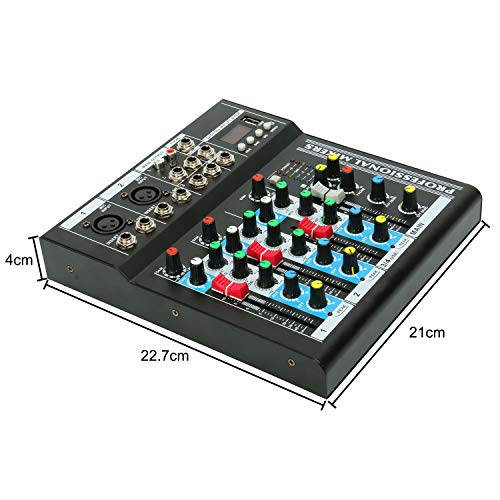 Mixer Console with USB Interface,4 Channel Live Studio Stereo Audio Mixer Sound Mixing
