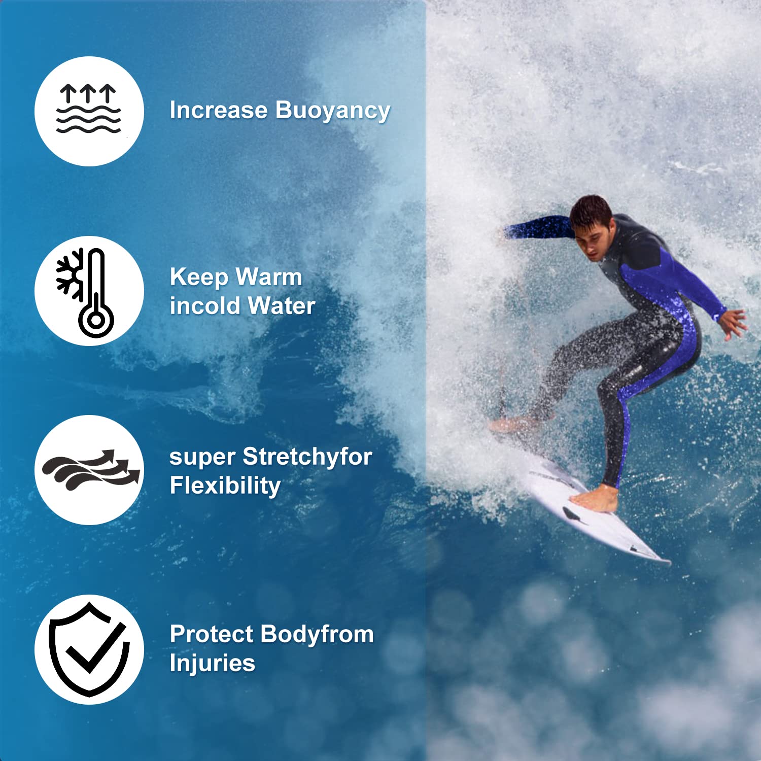 RAVANI Wetsuits for men,3mm wet suits for men in cold water in blue and black,mens wetsuit for diving, surfing, snorkeling and kayaking, Neoprene for keep warm