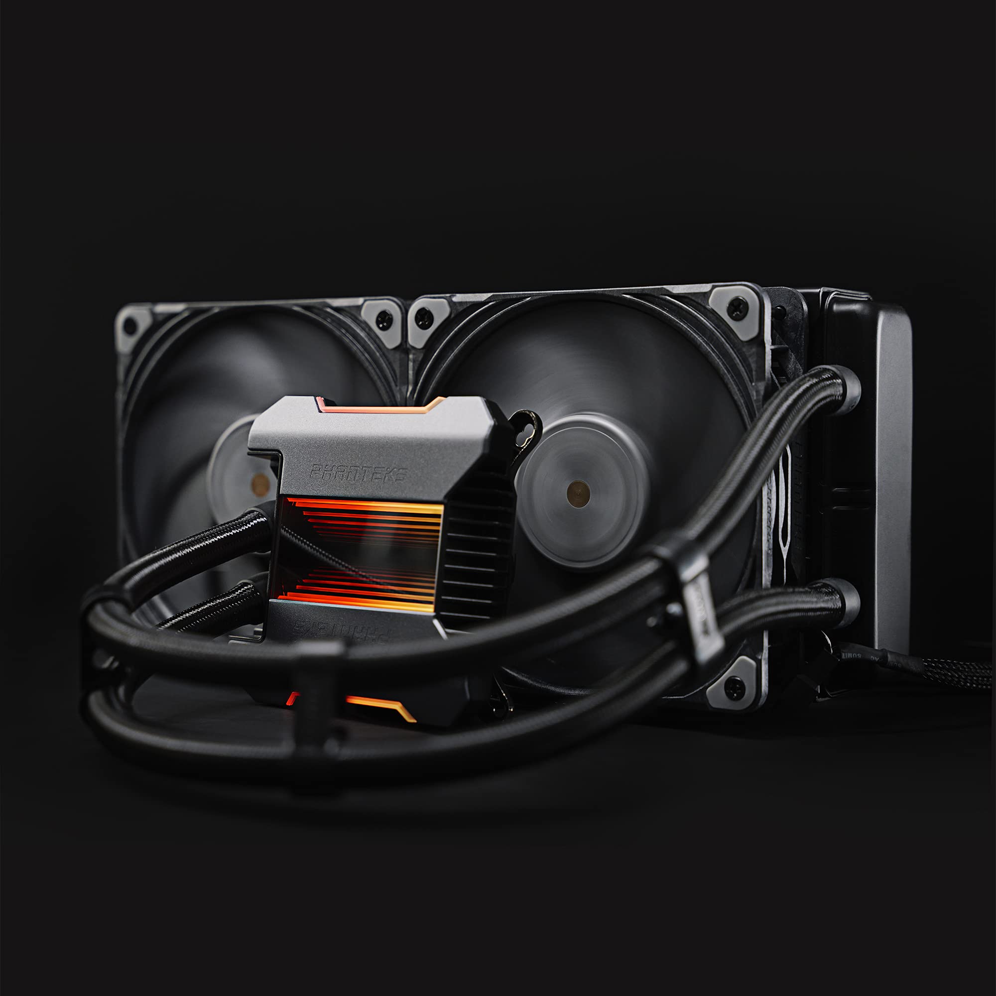 Phanteks (PH-GO240T30_DAG01) Glacier One 240T30 D-RGB AIO Liquid CPU Cooler, Infinity Mirror Pump Cap Design, Aluminum Covers, 2X T30-120 High-end Fans, Anthracite Grey,Black