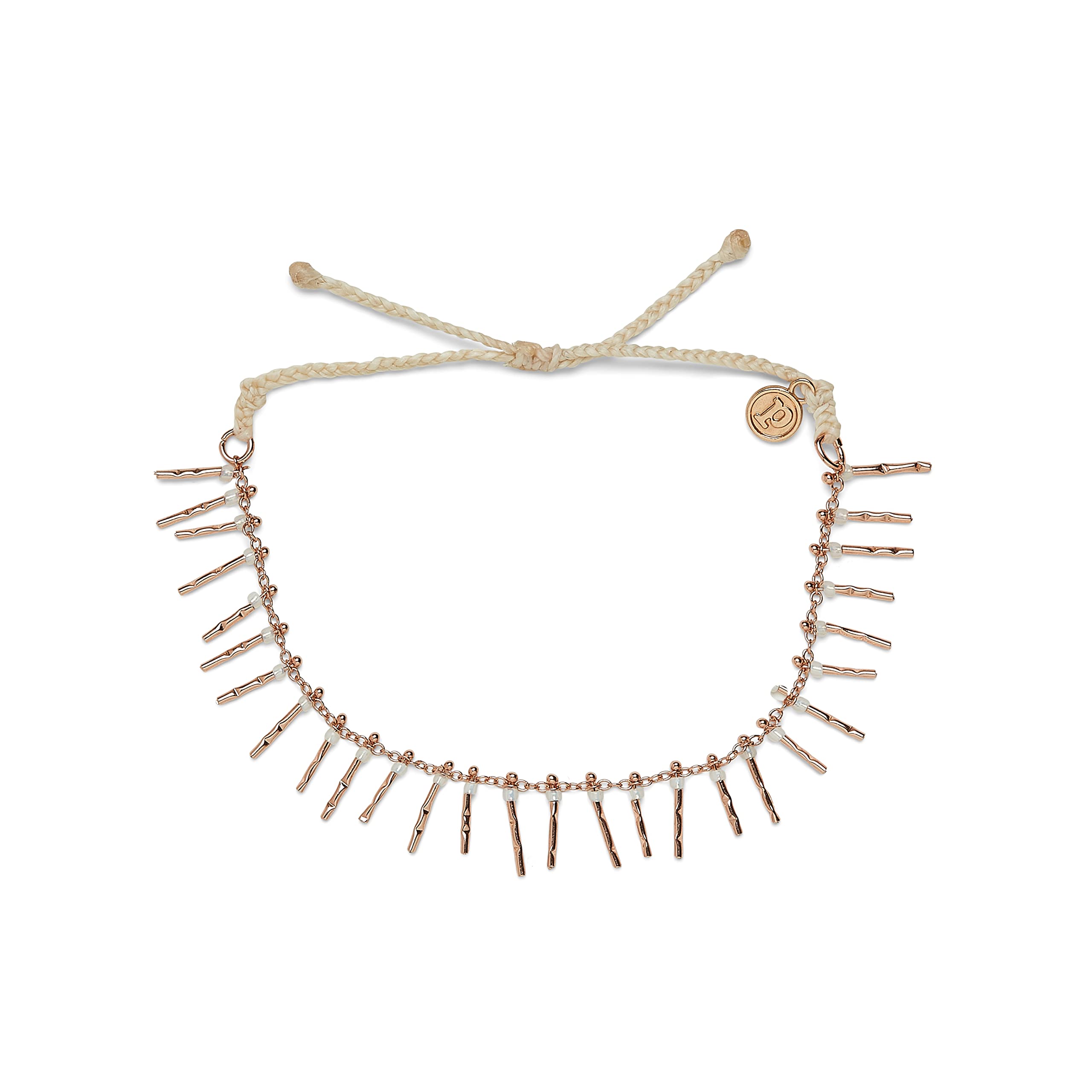 Pura Vida Silver-Plated Fringe Bead Anklet w/Turquoise Beads - Adjustable Band, Brand Charm - Black