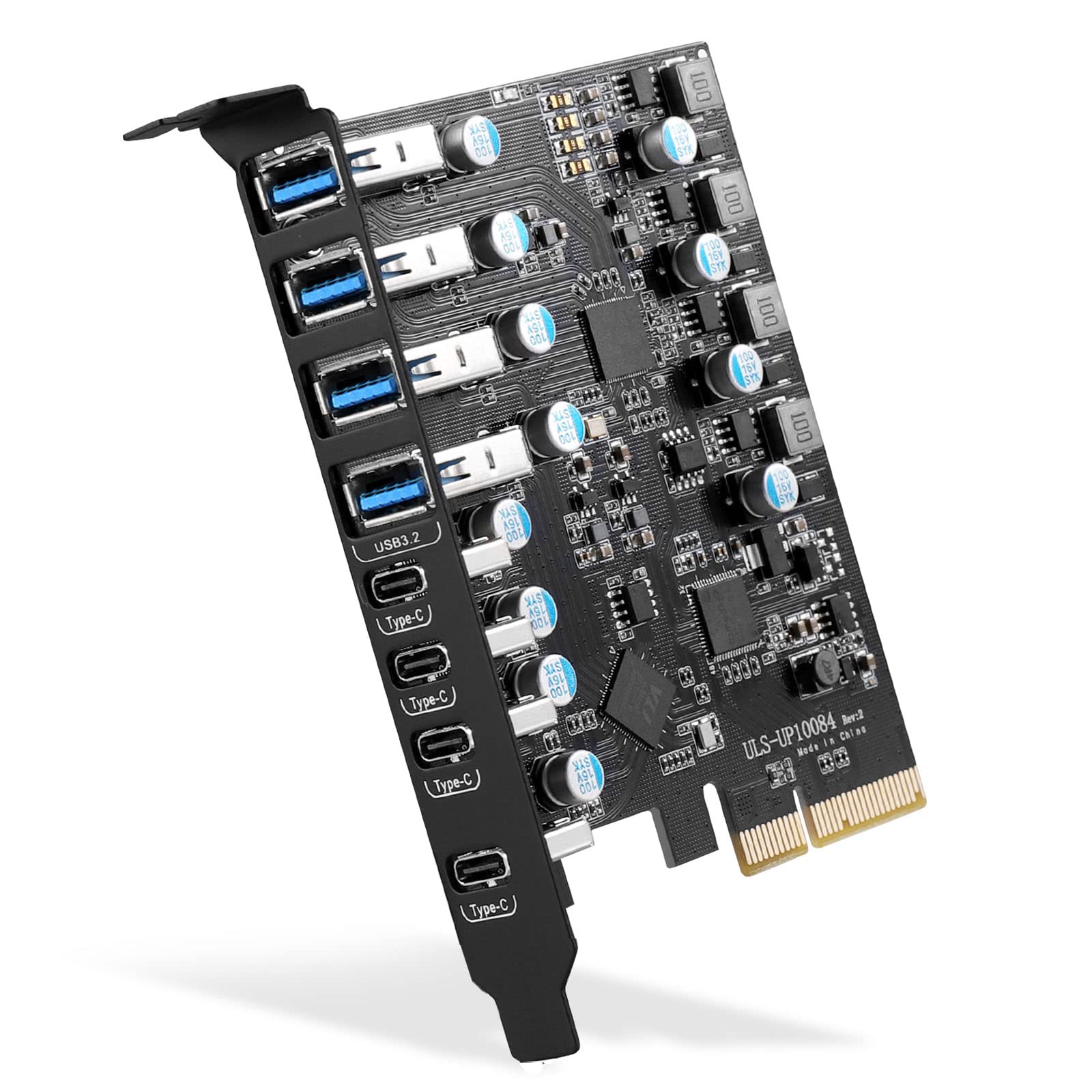 YEELIYA 8-Ports USB PCIe Card 10Gbps Bandwidth PCI Express (4X USB C-4x USB A) Expansion Card,USB to PCIe Adapter Support Desktop PC for Windows 7/8/10/Linux and MAC OS