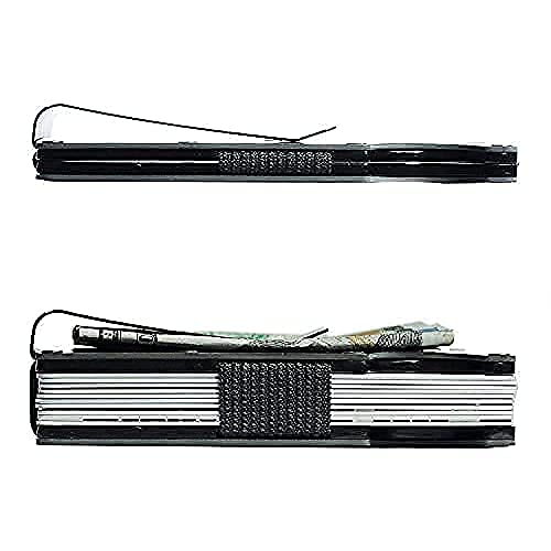 Real Carbon Fiber Minimalist RFID Blocking Card Wallet Holder Metal Men's Wallet with Money Clip (Black)