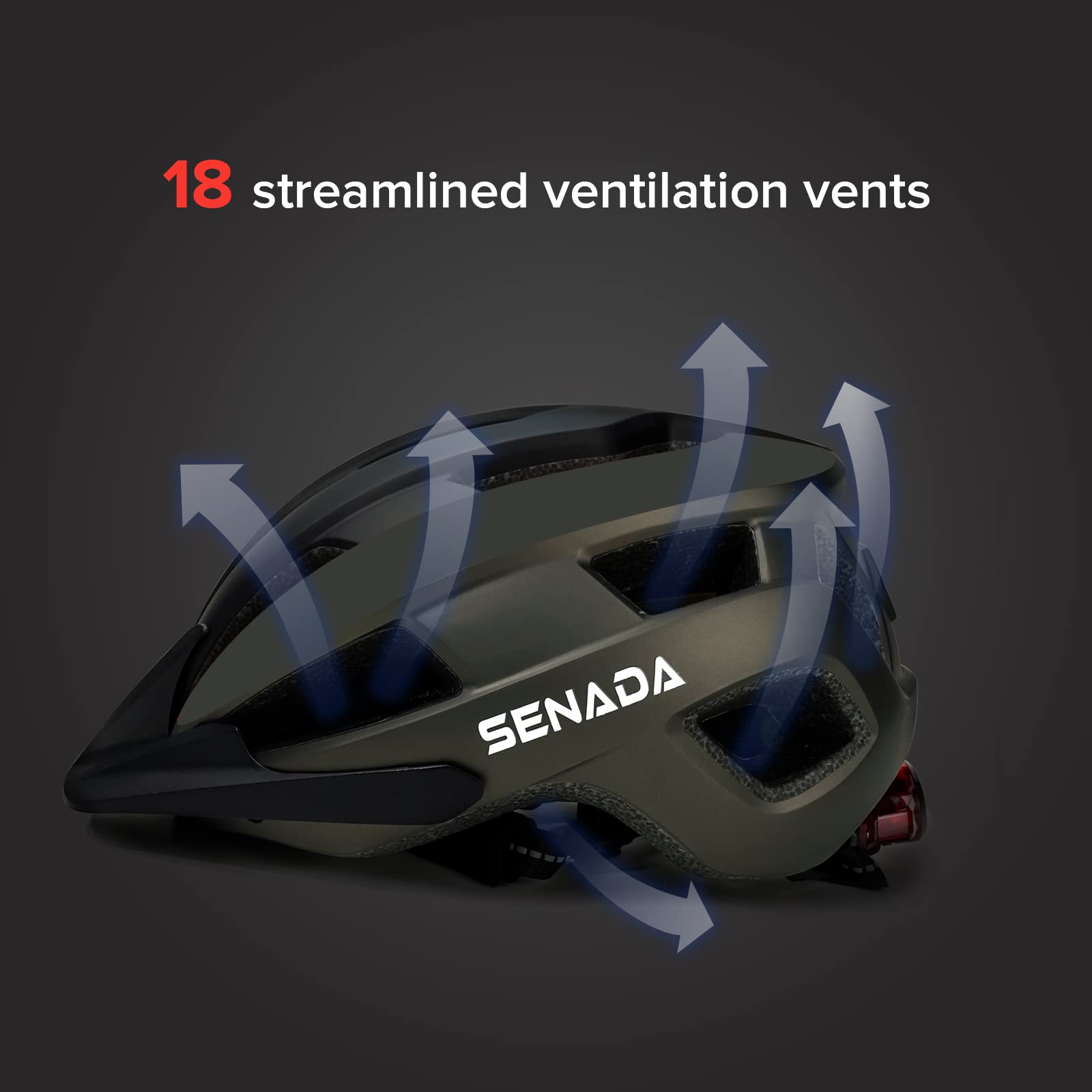 SENADA Adults Bike Helmet with Sun Visor with Detachable Goggles Adjustable Size Cycling Helmets Mountain Bicycle Helmets for Women and Men (Black)