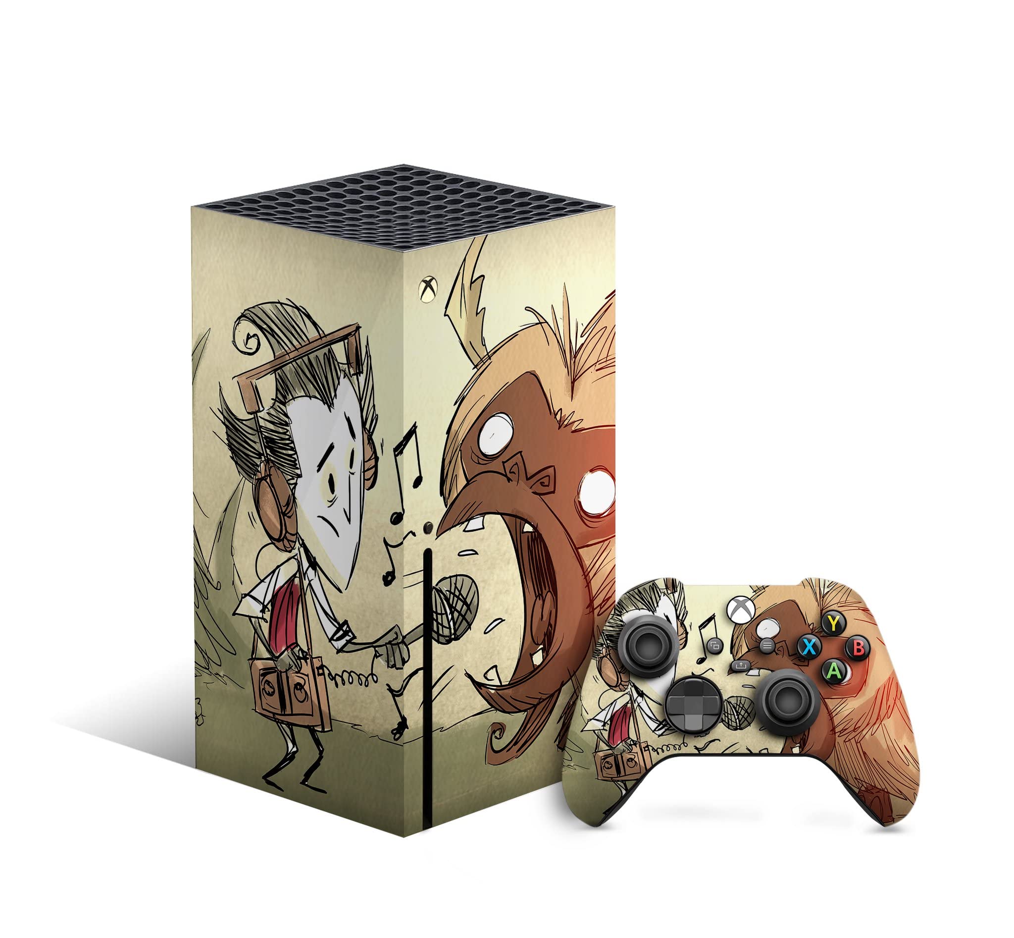 The Survival Horror Cartoon Video Game Vinyl Skins for X-box-Series-X, Wrap Decal Cover Stickers for X-box-Series-X Console Controller