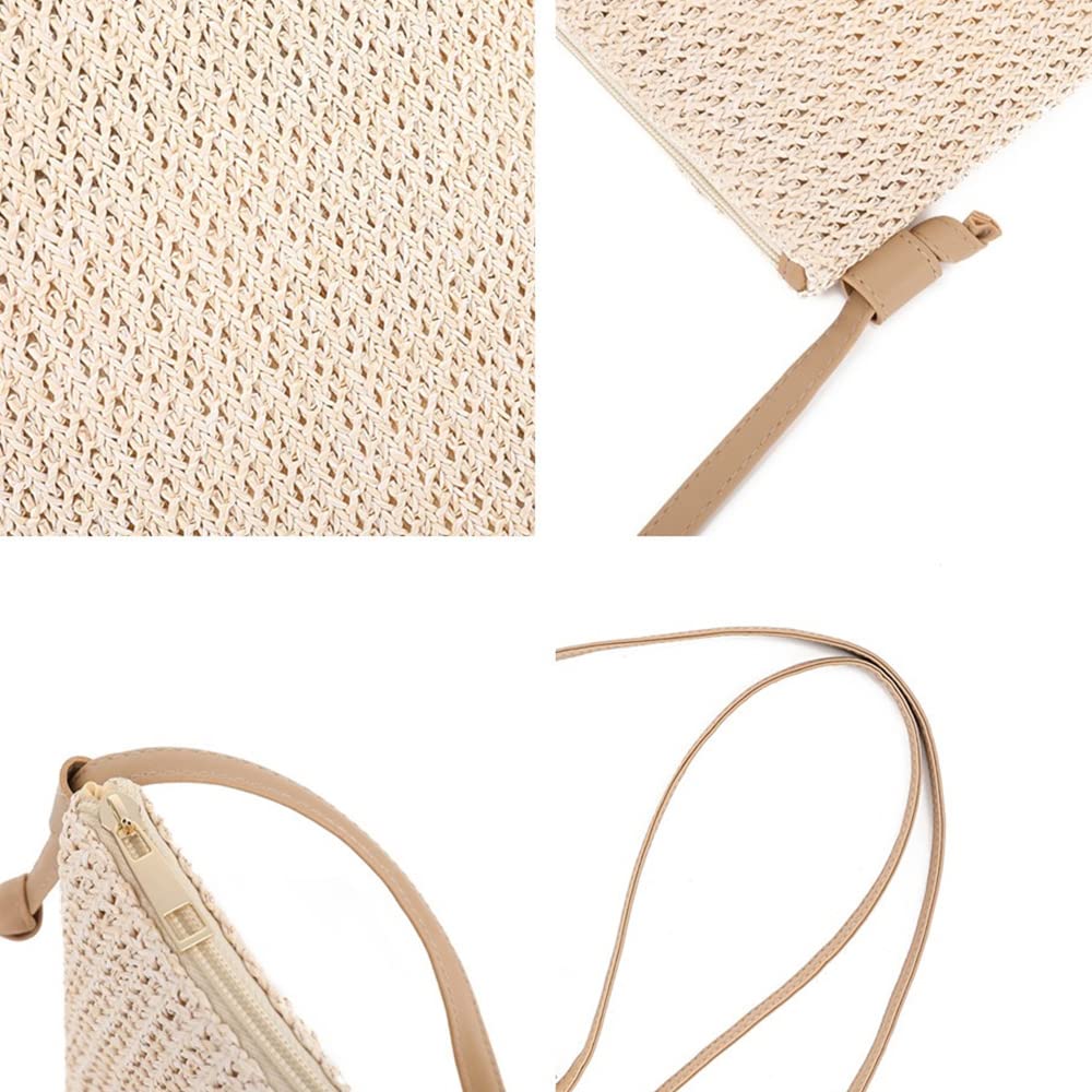 Straw Purses for Women, Cute Summer Straw Crossbody Bags, Small Straw Handbag Beach Purse for Vacation (Light Brown)