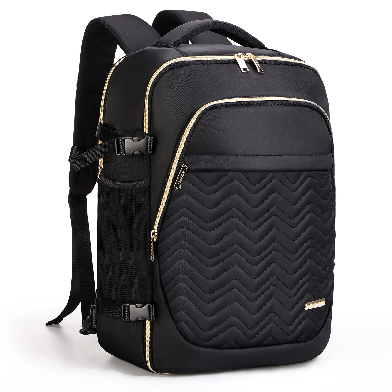 Lekebobor Travel Backpack for Women Men Carry on Backpack Flight Approved 17 Inch Luggage Daypack 40L Business College Weekender Overnight Laptop Backpack without Cubes,Black