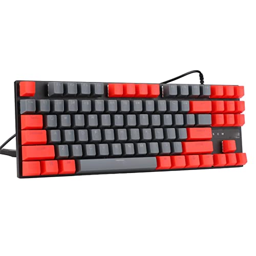 Yoidesu Mechanical Gaming Keyboard, 87 Keys 26 RGB Backlit USB Wired Keyboard Waterproof with Blue Switches for Win ME, for Win2000, for Win XP, for Vista, for Win7, for Win8, for Win10(Gray and Red)
