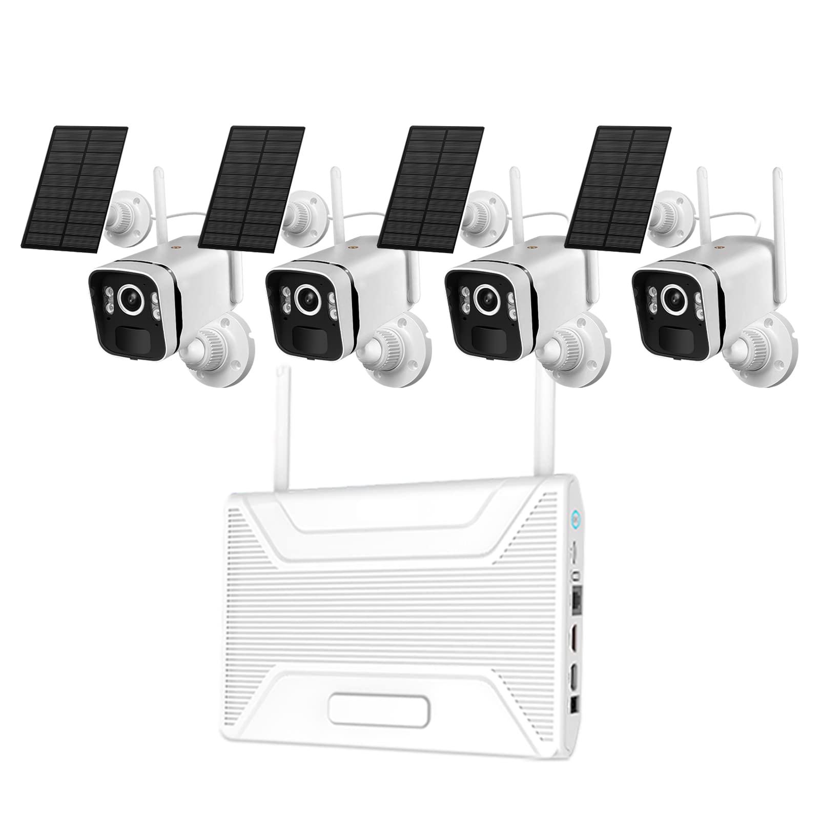 ZHXINSD Solar Security Camera Wireless Outdoor, 4-Set Wire Free 2K 4MP Solar Battery Powered Home Security Camera System with Expandable WiFi NVR, IP Camera with PIR Motion Detection, Spotlight…