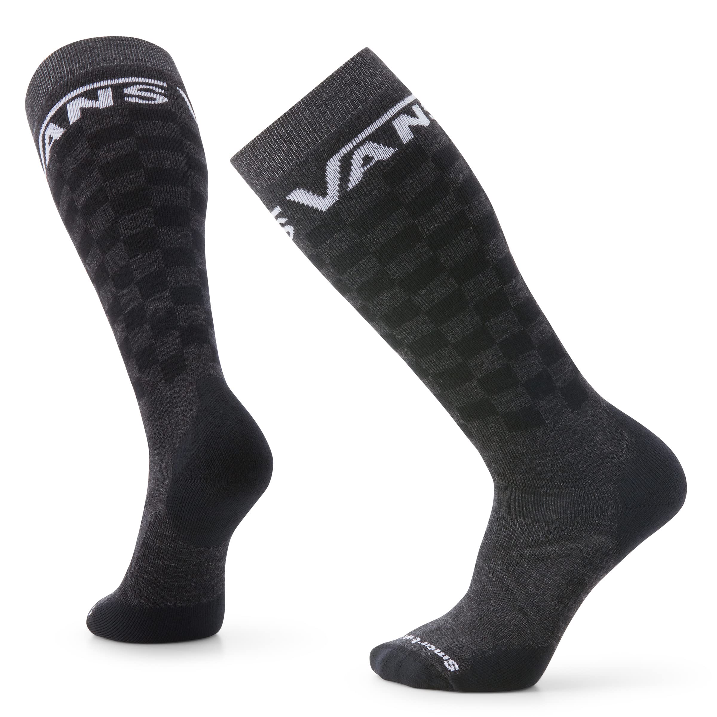 Smartwool Snowboard VANS Classic Checker Full Cushion Merino Wool Over The Calf Socks For Men and Women, Charcoal, Large