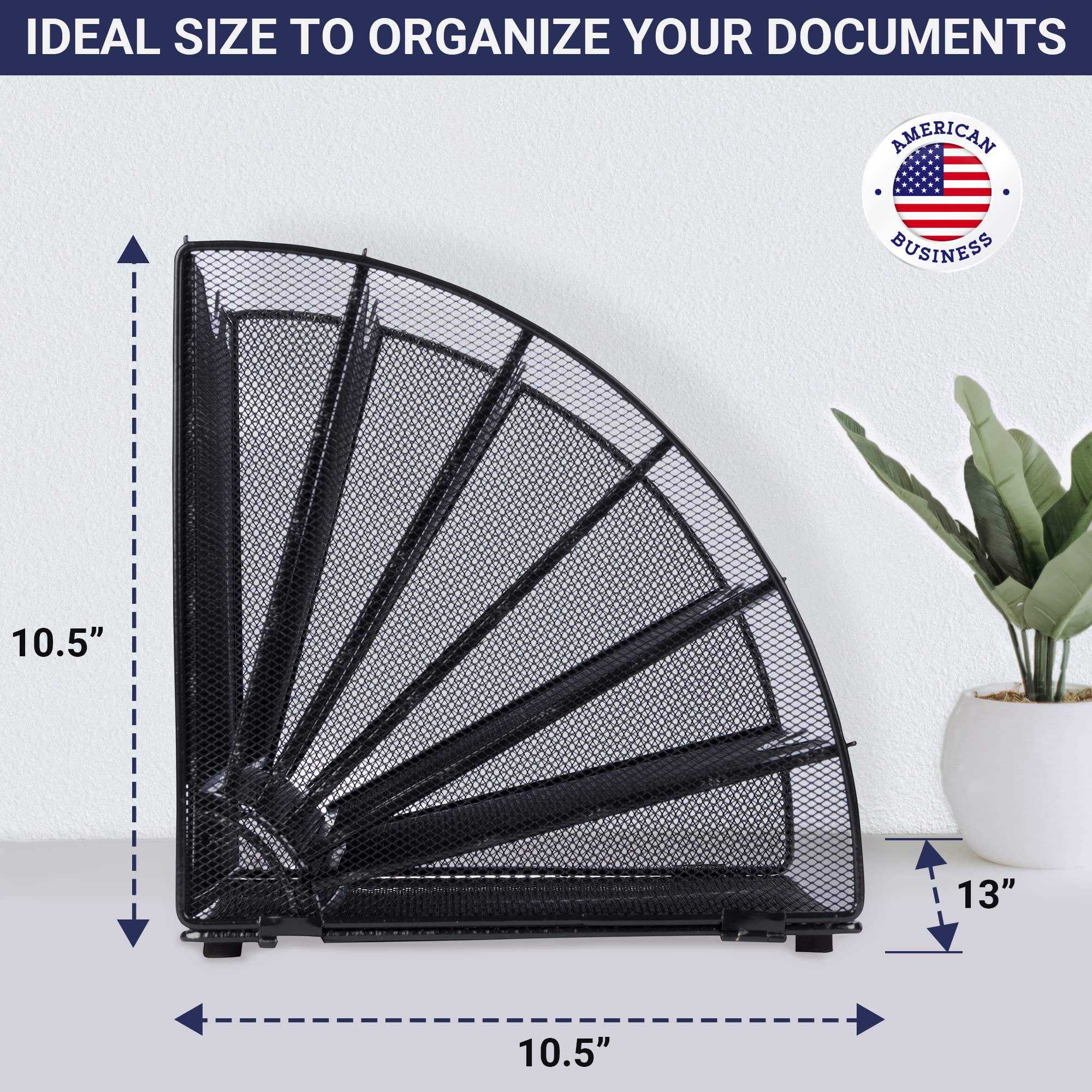 Mesh Office Organizer for Desk - Fan Shaped Desktop Organizer with 6 Compartments for Filing Paper, Bills, Letters for Work, School, Office, Waiting Room, Classroom, and More