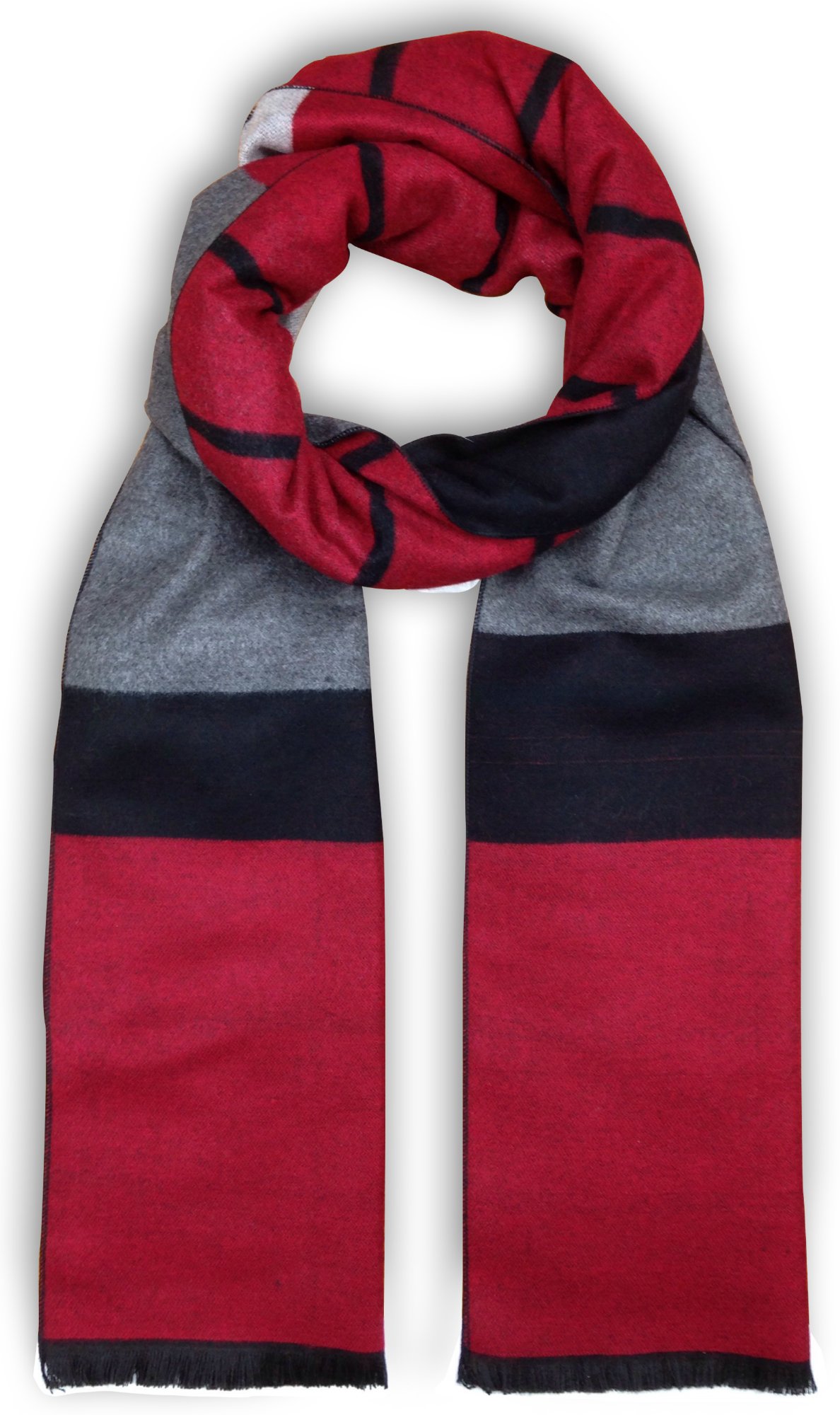 Livativ Bleu Nero Luxurious Winter Scarf for Men and Women – Large Selection of Unique Design Scarves – Super Soft Premium Cashmere Feel Red Black Grey Two-sided Stripes