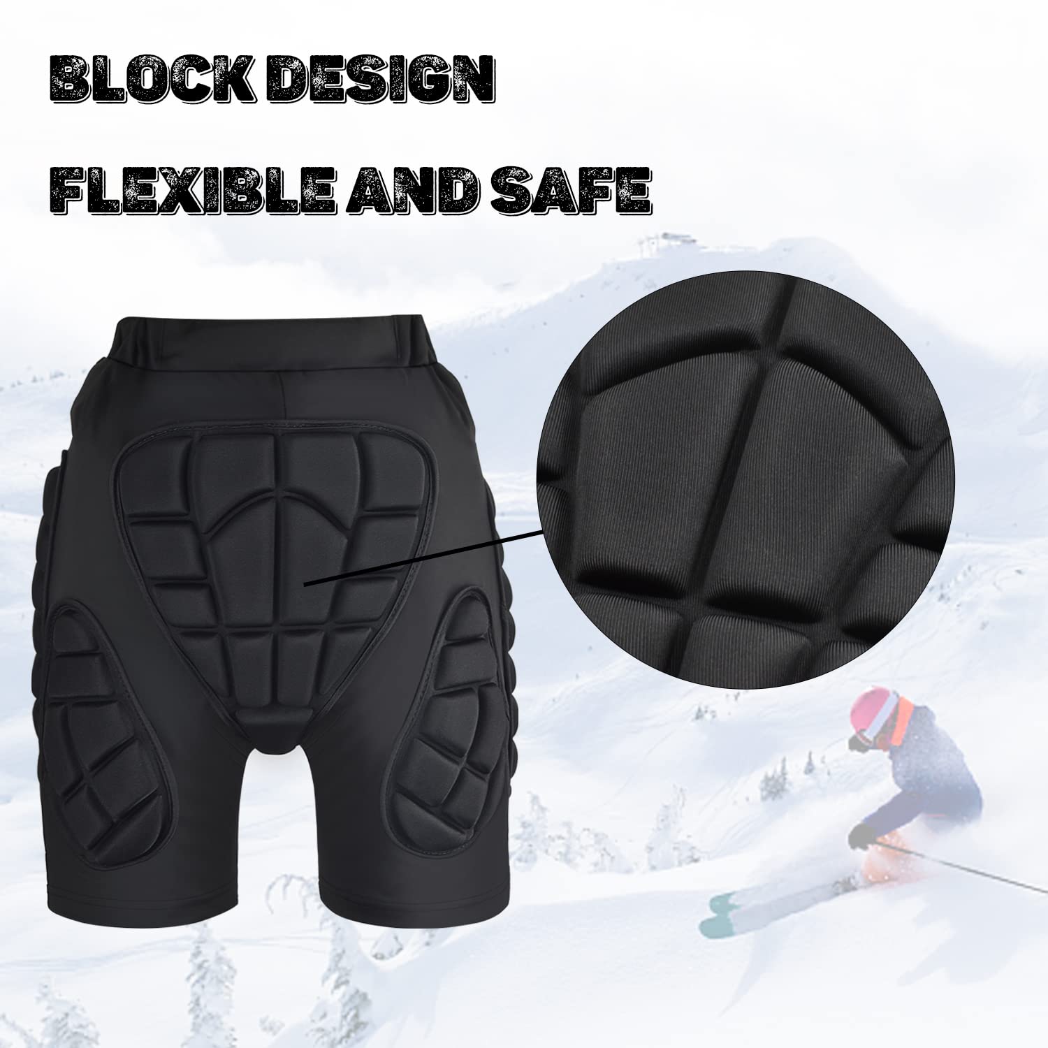Tentock 3D Protective Hip for Snowboarding,Butt Padded Safety Impact Shorts EVA Protection Pad for Skating Outdoor(M)