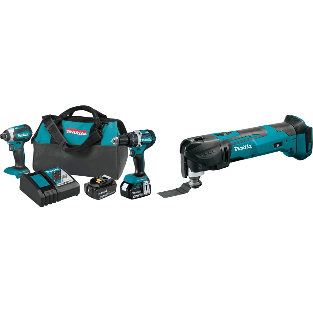 Makita XT269M 18V LXT Lithium-Ion Brushless Cordless 2-Pc. Combo Kit (4.0Ah) with XMT03Z 18V LXT Lithium-Ion Cordless Multi-Tool