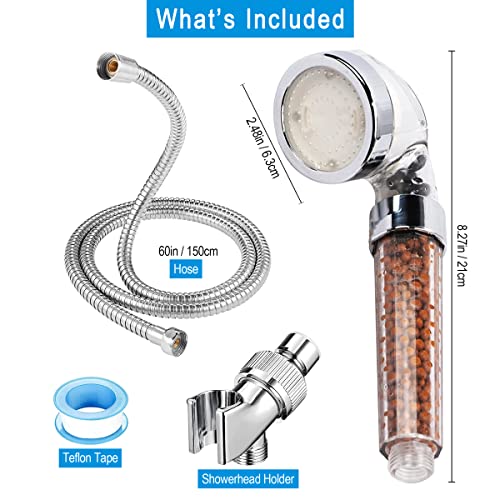 Vacto LED Handheld Shower Head Set with Filtration, Automatic 7-color Changing Shower Head Kit, High Pressure Handheld Shower Head with Hose and Bracket, Water Saving Showerheads with Filtration Beads