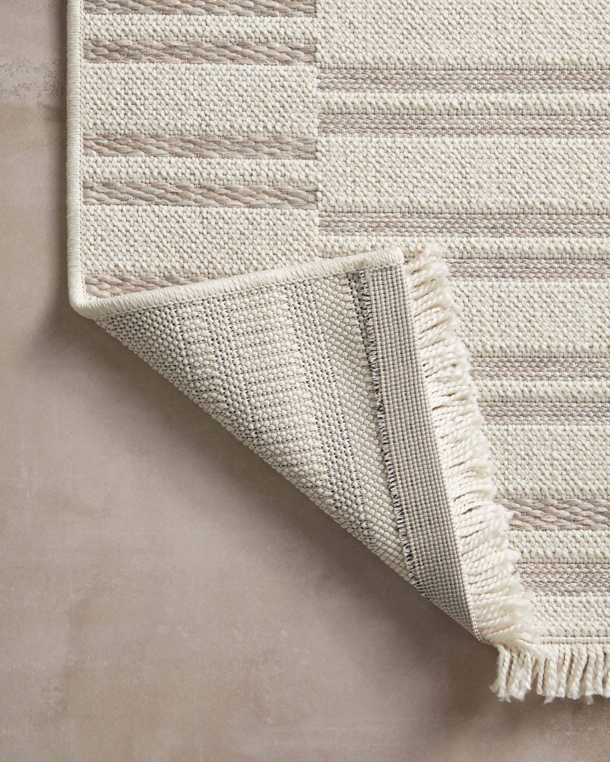 Loloi Amber Lewis x Loloi Malibu Collection MAB-03 Tan / Ivory, 8'-10" x 12'-2", Indoor/Outdoor, Area Rug