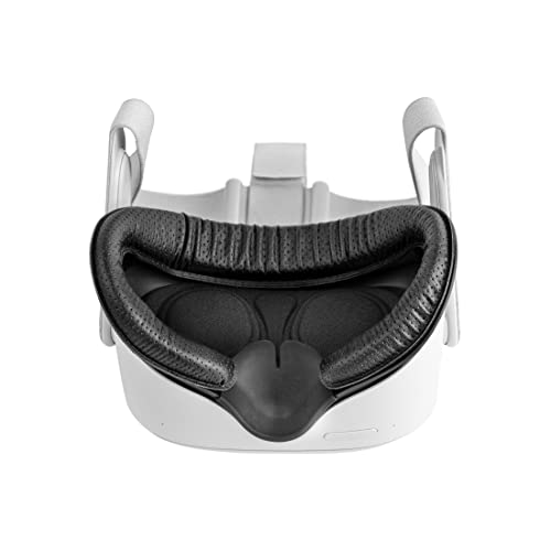 Rebuff Reality VR Facial Vent Soft Interface Bracket & Anti-Leakage Light PU Leather Foam Face Cover Replacement Pad Custom Comfort Accessories 6-Piece Set for Oculus Quest 2 (Black,6-in-1)