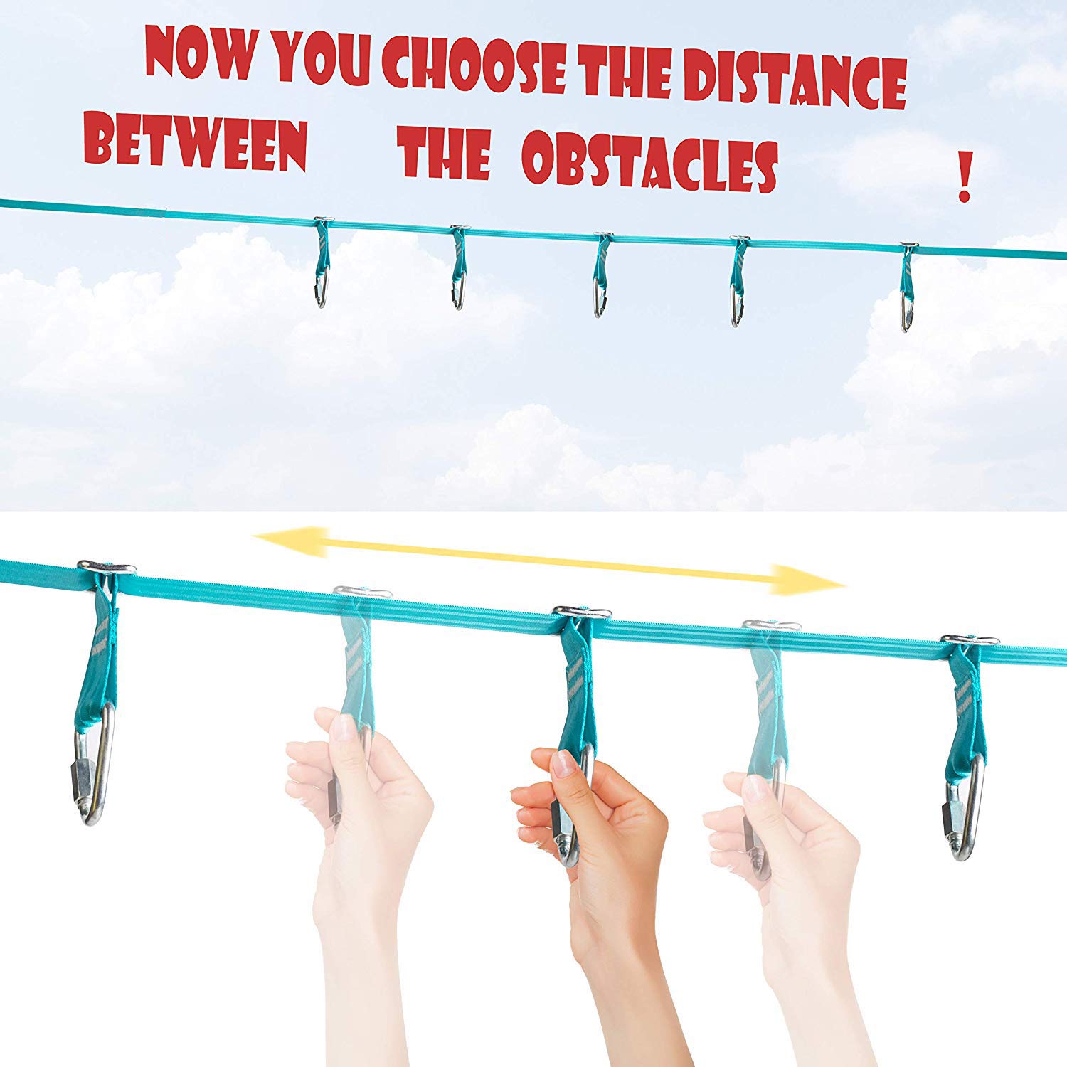 Obstacle Training Course buckle Loops Turn Your Slackline into a Ninja slackline, fits for slacklines up to 2.0'' Large 5/16 Delta Quick Links