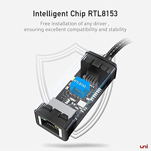 USB to Ethernet Adapter, uni Driver Free USB 3.0 to 100/1000 Gigabit Ethernet LAN Network Adapter, RJ45 Internet Adapter Compatible with MacBook, Surface, Laptop PC with Windows, XP, Vista, Mac/Linux