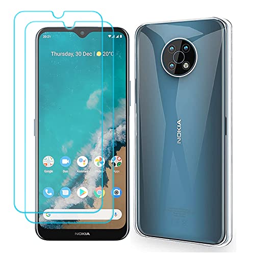 Ytaland for Nokia G50 5G Case, with 2 x Tempered Glass Screen Protector. Crystal Clear Silicone Shockproof TPU Bumper Protective Phone Case Cover