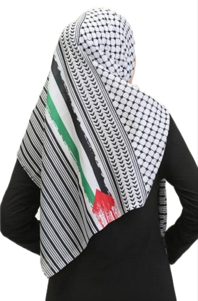 ZehAb Style Keffiyeh for Women, Shawl Scarf, Head Neck Scarf, Flag, Plus Size, Arab Gifts