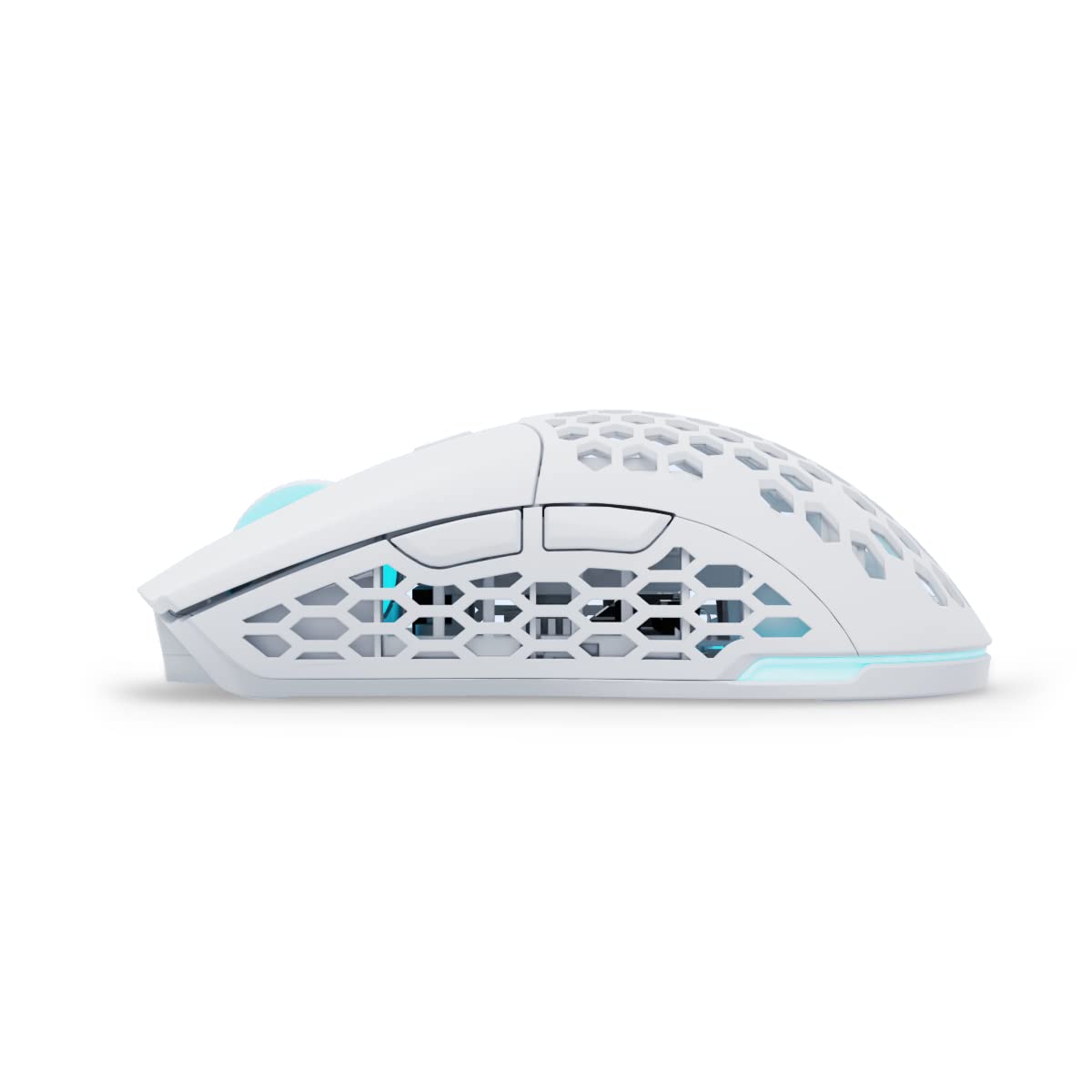 PWNAGE Ultra Custom Symm 2 Wireless Gaming Mouse - Flawless Pro Grade 3370 Optical Sensor- Flexible Paracord Cable - 100% PTFE Skates (Honeycomb Sides, White)