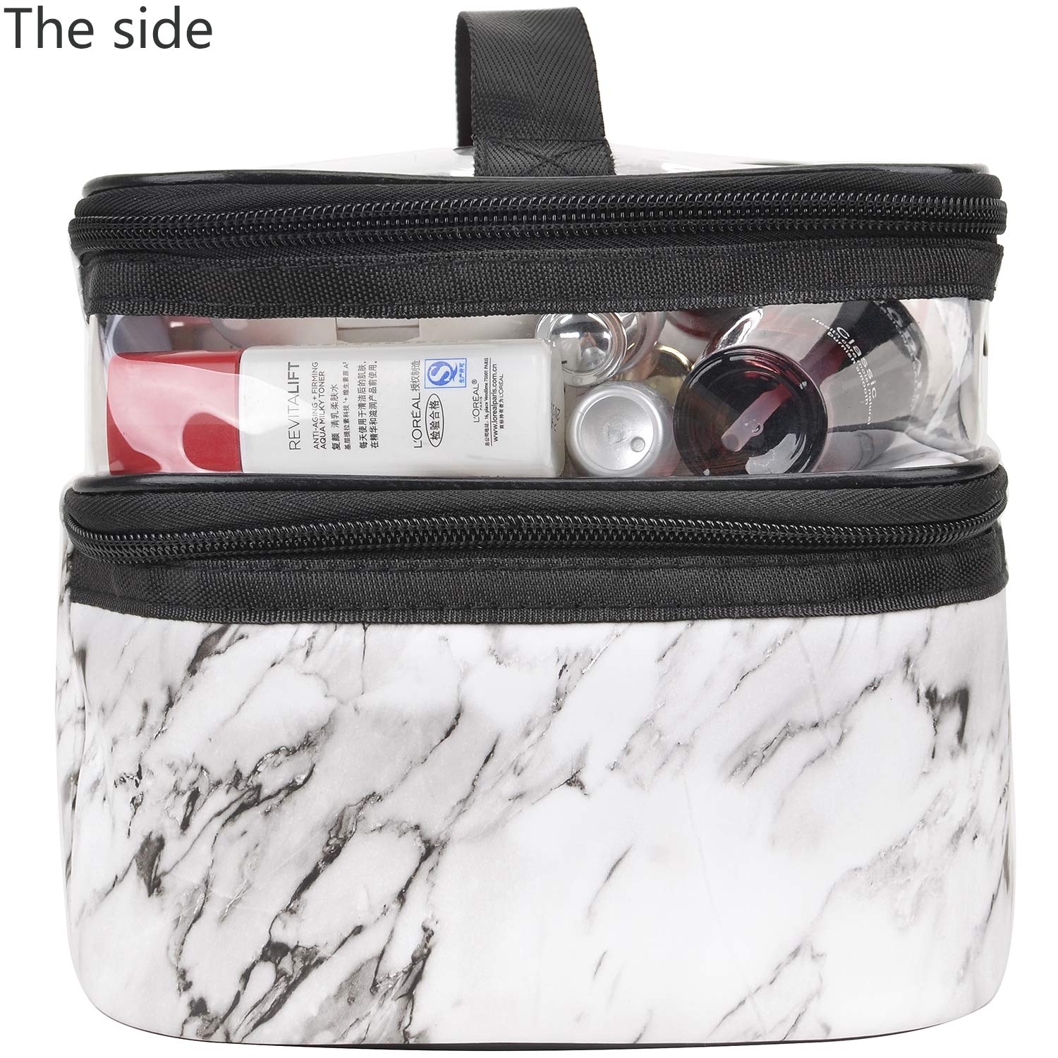MKPCW Makeup Bag Double layer Travel Cosmetic Case Make up Organizer Toiletry Bag (Pink)