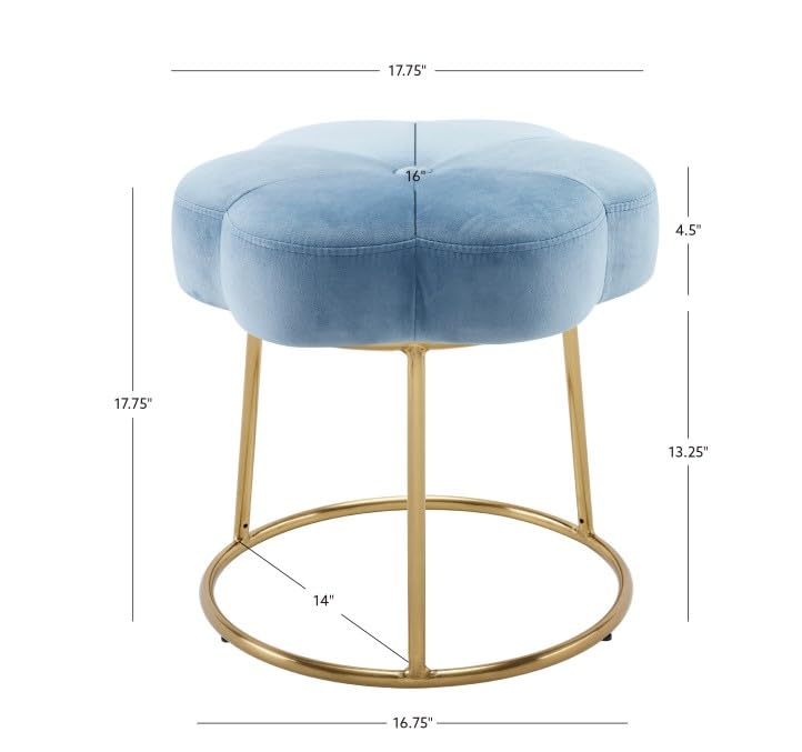 Linon Light Blue and Gold Vanity and Accent Talulah Stool