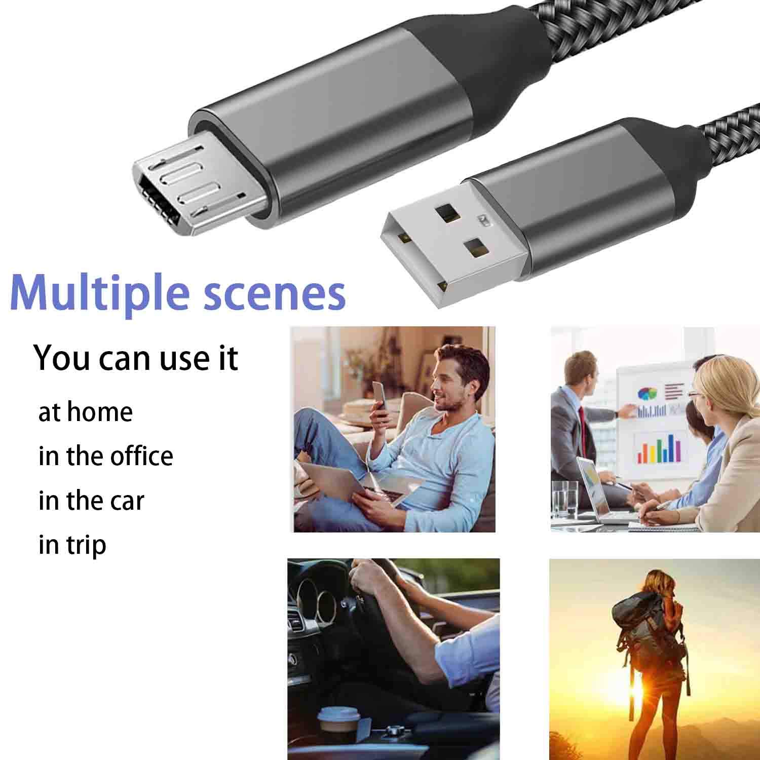 Micro USB (10ft,3Pack) Charging Cable,Long Android Phone Charge Cord,Grtoeud Charging Cable Compatible with Samsung Galaxy S7 S6 J7 J5,Note 5,Playstation 4,PS4 Slim/Pro,Xbox One S/X Controller,Moto E5