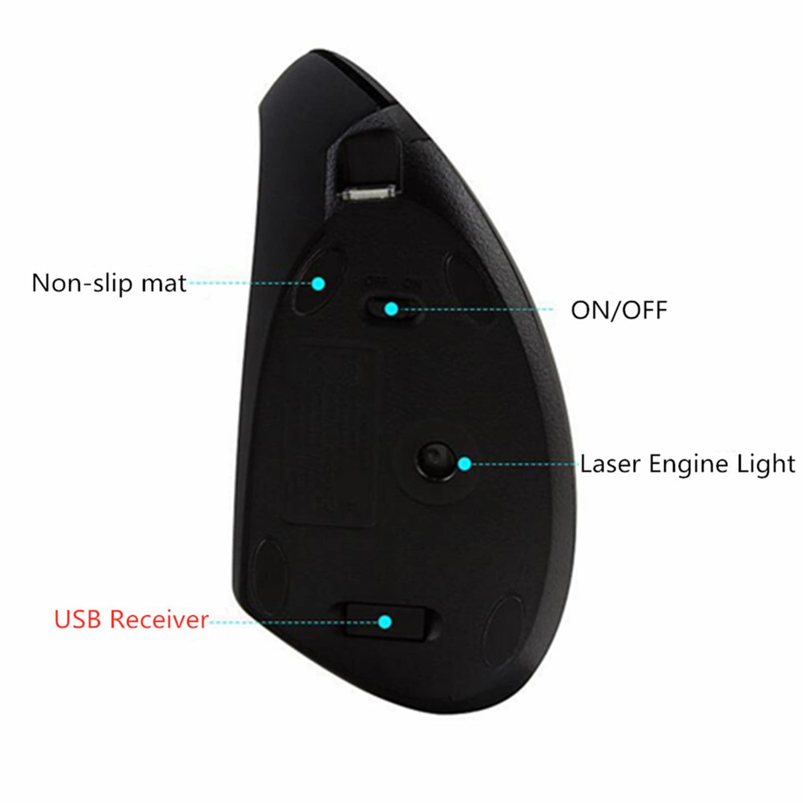Left-Handed Mouse, Rechargeable 2.4G Wireless Ergonomic Vertical Mice with USB Receiver, 6 Buttons and 3 Adjustable DPI 800/1200/1600 for Laptop Computer PC Desktop (Left Hand)