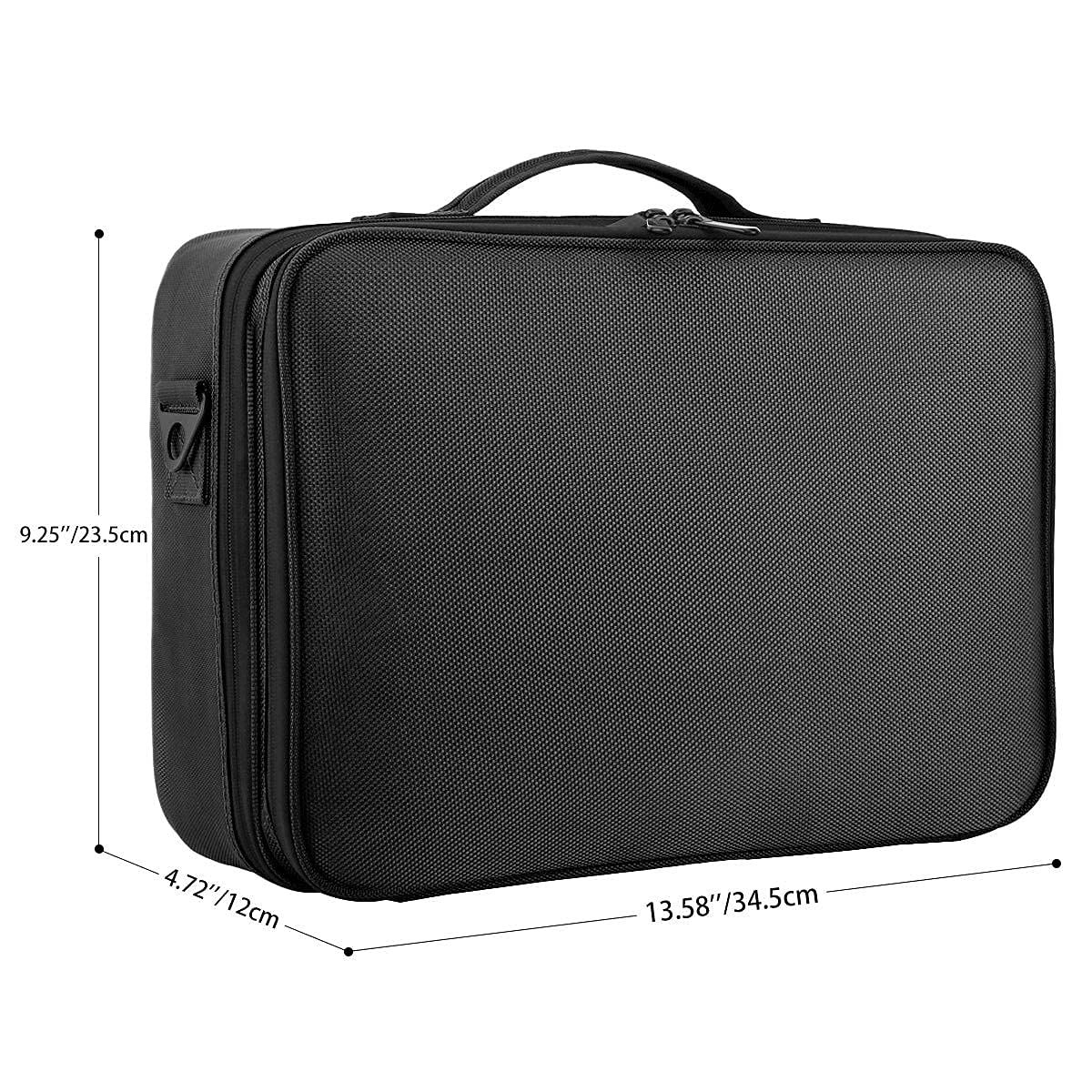 MoKo Travel Cosmetic Bags, Professional Nylon Cosmetic Makeup Case Bag Box Organizer with Handle & Adjustable Dividers Compartments for Cosmetics Makeup Brushes Tools Skincare Products – Black