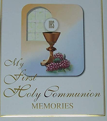 Needzo My First Communion Gifts Keepsake Photo Album with IHS Chalice Design, 9 Inch