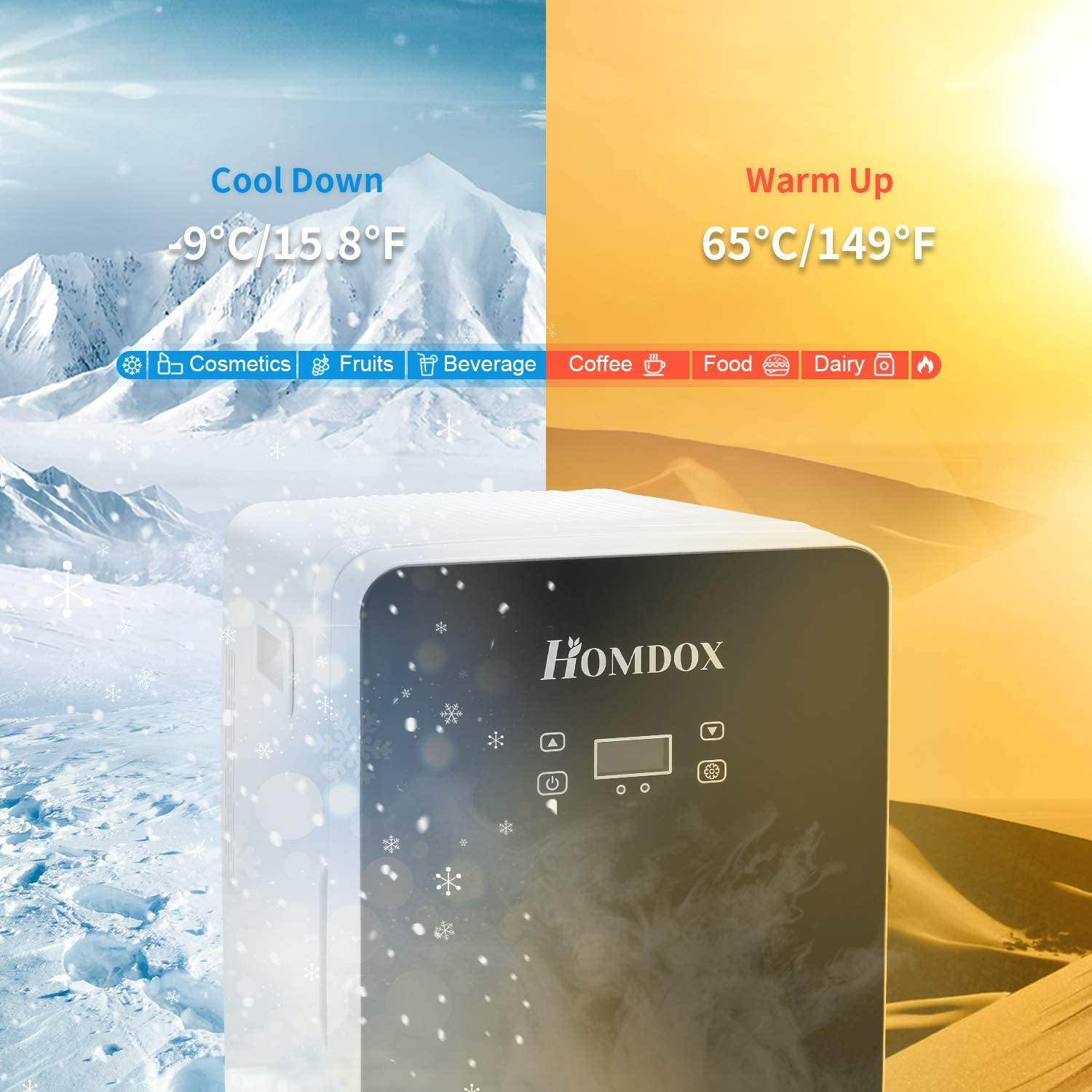 Mini Fridge 20Liter Portable AC/DC Powered Cooler and Warmer, Compact Refrigerator with Digital Thermostat and Control Temperature for Bedroom, Office, Dorm, Car &ect