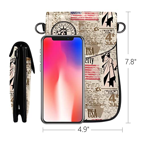Small Crossbody Bag Vintage Newspaper Cell Phone Purse Wallet