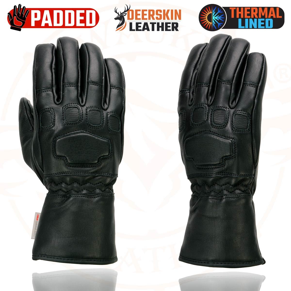 Milwaukee Leather Men's USA Deerskin Gauntlet Motorcycle Hand Gloves - 4X-Large