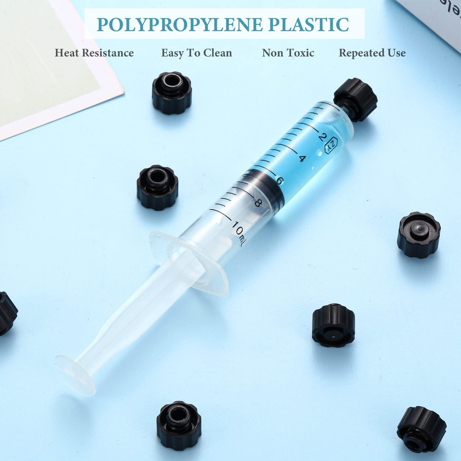 Yinkin 100 Pcs Syringe Tip Caps No Needle Connector Feeding Tube Supplies for Lab Dispensing Feeding, Black